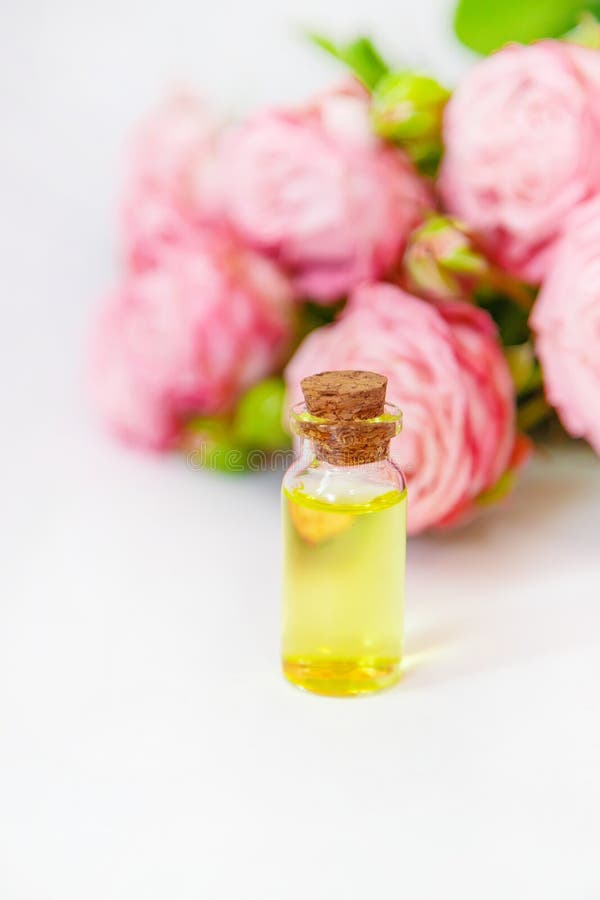 Cosmetics with Rose Flower Extract. Selective Focus Stock Image - Image ...