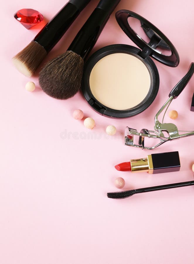 Cosmetics set for make-up stock photo. Image of pink - 61306202