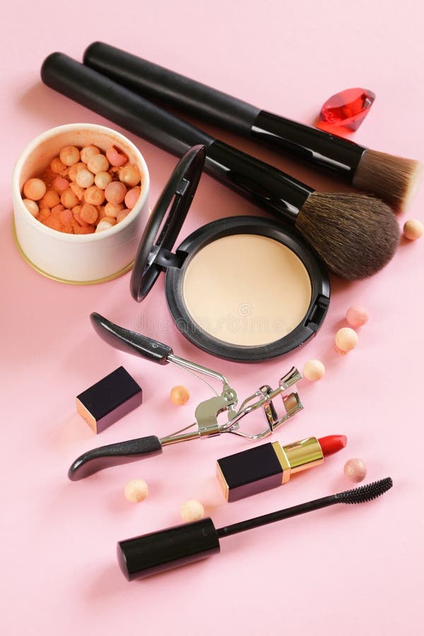 Cosmetics set for make-up stock photo. Image of pink - 61306202