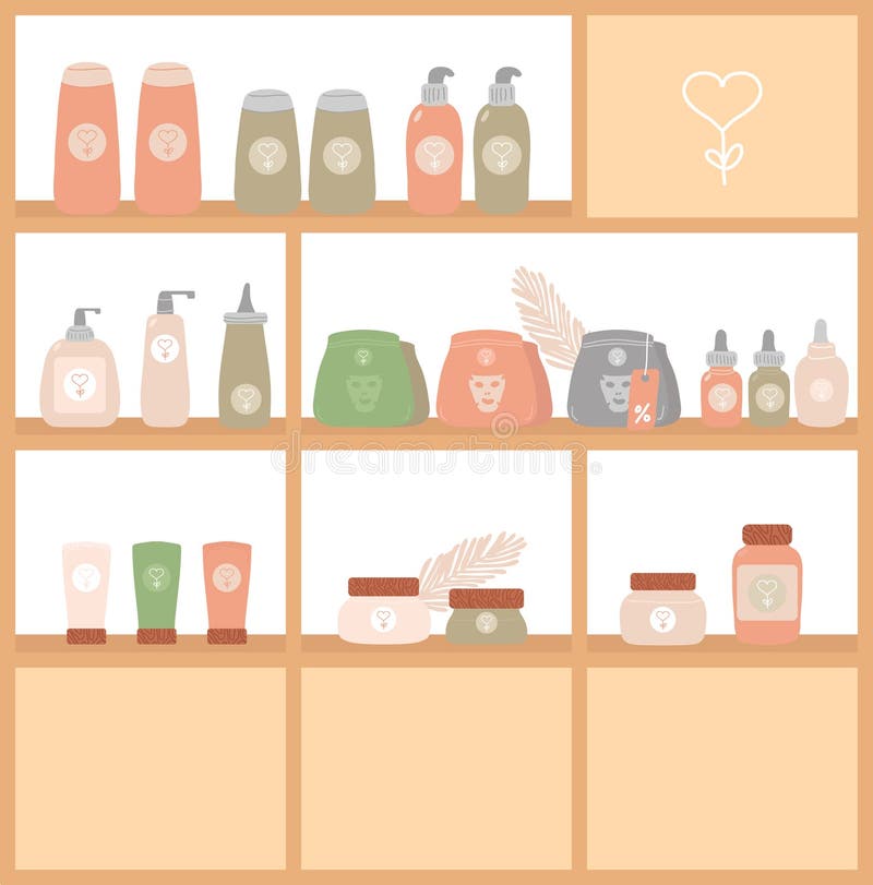 Cosmetics Store Shelf Interior Stock Vector - Illustration of interior ...