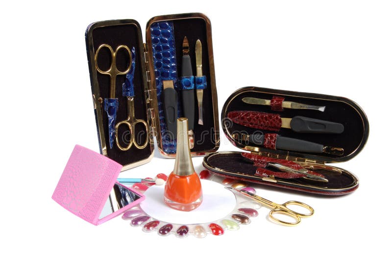 Cosmetics, Perfumery and Tools for Nails Stock Photo - Image of ...