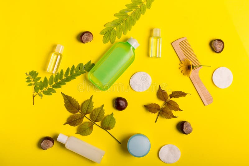 Cosmetics on a Yellow Background Stock Photo - Image of balm ...