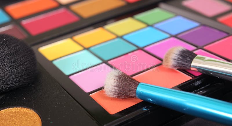 Brightly Colored Cosmetic Pigment Palettes Stock Image - Image of ...