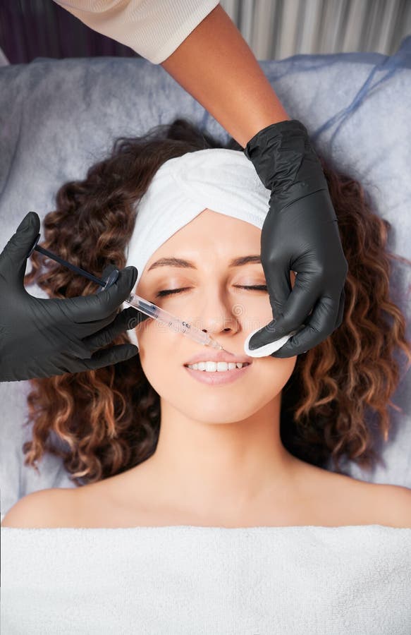 Injectable Lip Contouring. Cosmetic Lip Augmentation Procedures. Stock ...