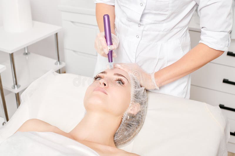 Cosmetologist Makes Mesotherapy Injection For Rejuvenation Woman Face