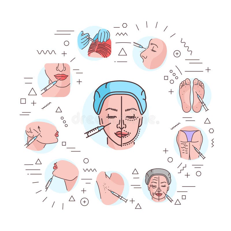 Cosmetology Web Banner. Infographics with Linear Icons Stock Vector ...