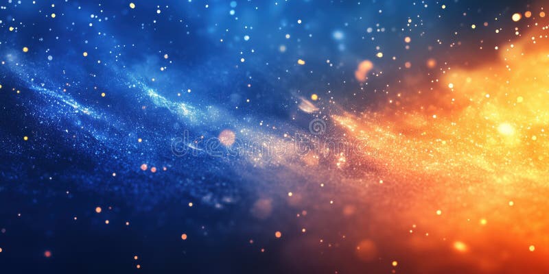 Cosmic Abstract Background Blue Orange Hues Sparkling Particles Stock ...