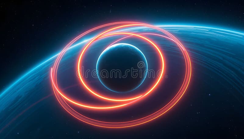 Cosmic Alignment: Planets and Rings in Deep Space Stock Illustration ...