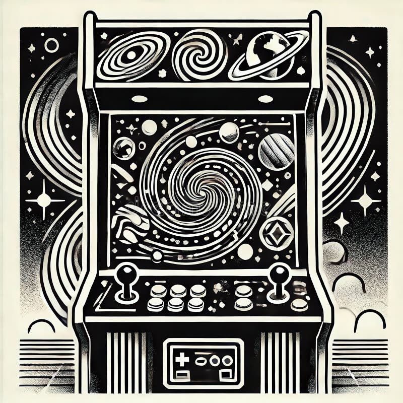 Cosmic Arcade Machine Graphic Design Stock Illustration - Illustration ...