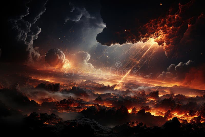 Cosmic Armageddon, Judgment Day of Planet Earth Stock Illustration ...