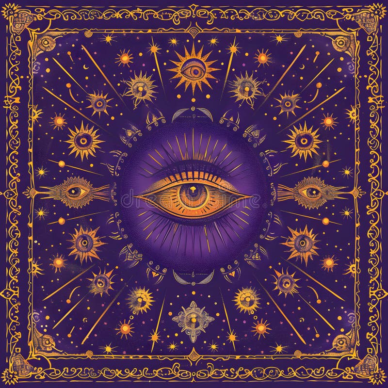 Mystical Eye: Celestial Pattern with Sun, Stars, Cosmic Design Stock ...