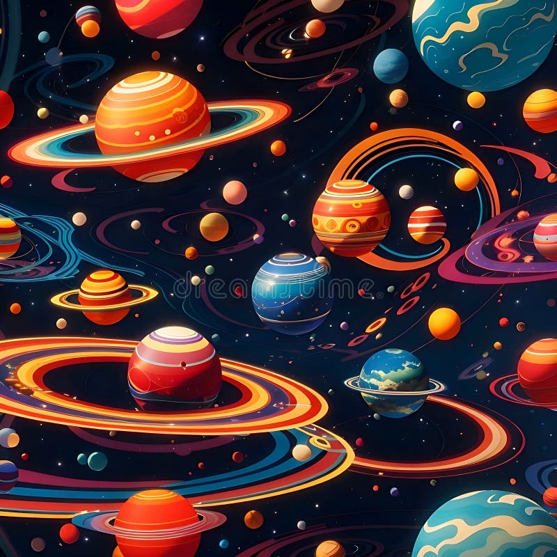 Cosmic Artwork. Planetary Abstraction. Abstract Art with Planets. Stock ...