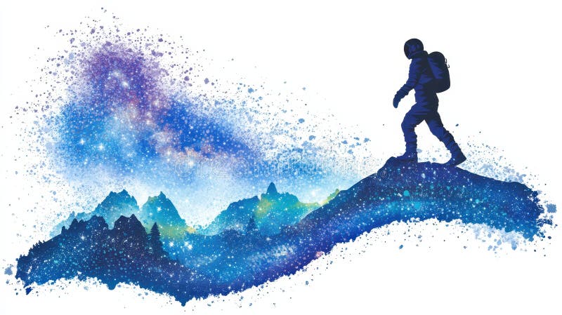 Cosmic Ascent a Silhouette on a Starry Mountain Range Exploring the ...
