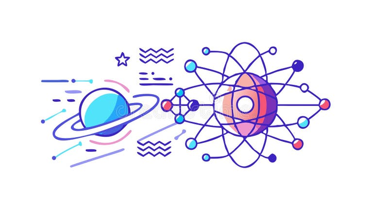 Cosmic Atom Icon: Universal Structure Atomic Exploration, Vector Design ...