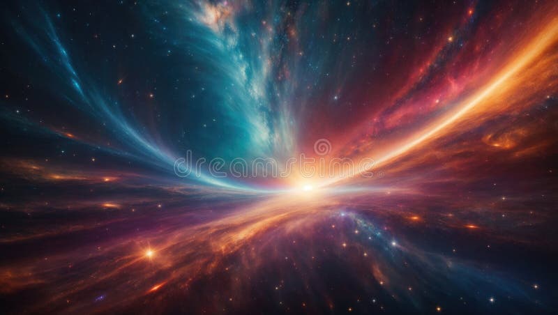 Space Background with Abstract Rays of Light. Journey through the ...