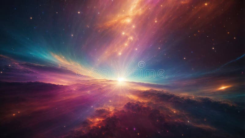 Spiral Galaxy and Stars. the Universe of Rays and Planets Stock ...