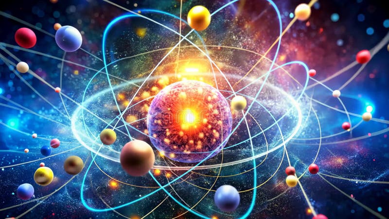 Cosmic Background with Atomic Structure Animation Stock Footage - Video ...