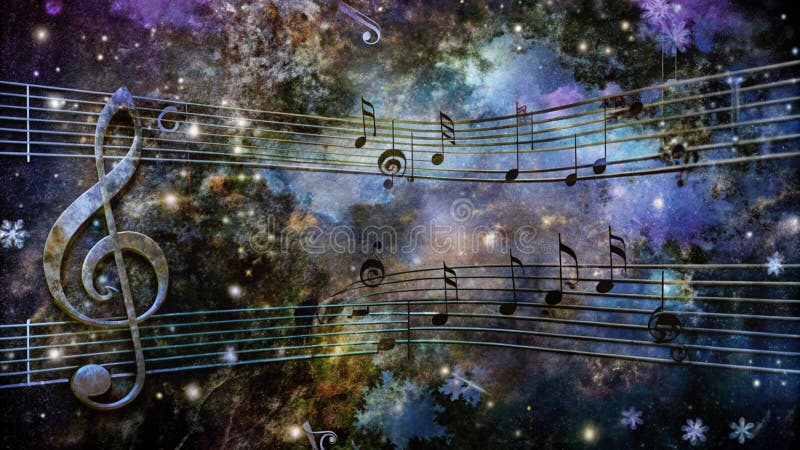 Cosmic Musical Neon Background Stock Illustration - Illustration of ...