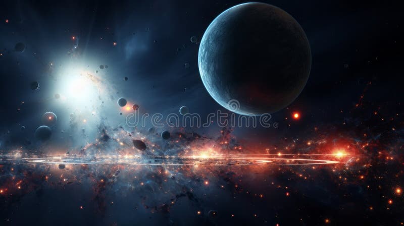 Cosmic Ballet: Celestial Bodies in the Vast Expanse of Space Stock ...