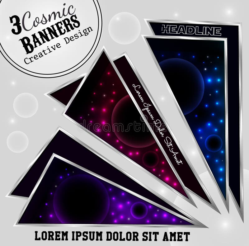 Cosmic Banners in a Steel Frame Stock Vector - Illustration of ...