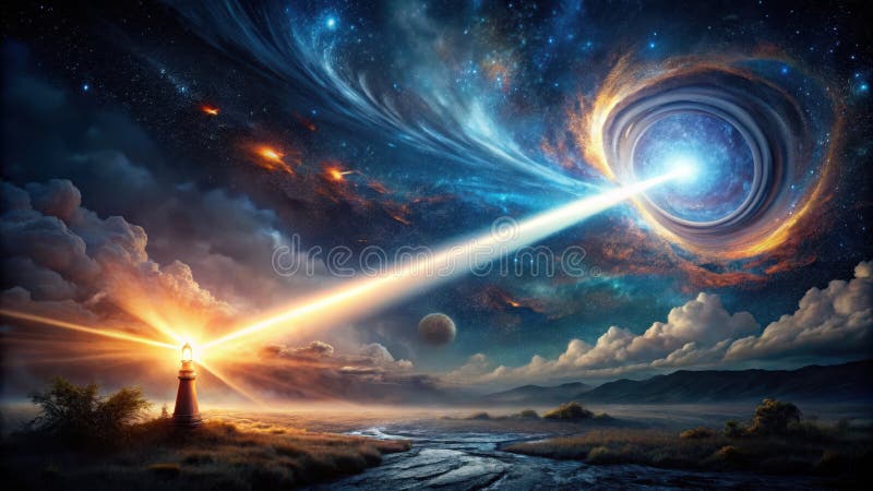 Cosmic Beacon a Lighthouse Illuminates the Pathway through a Celestial ...