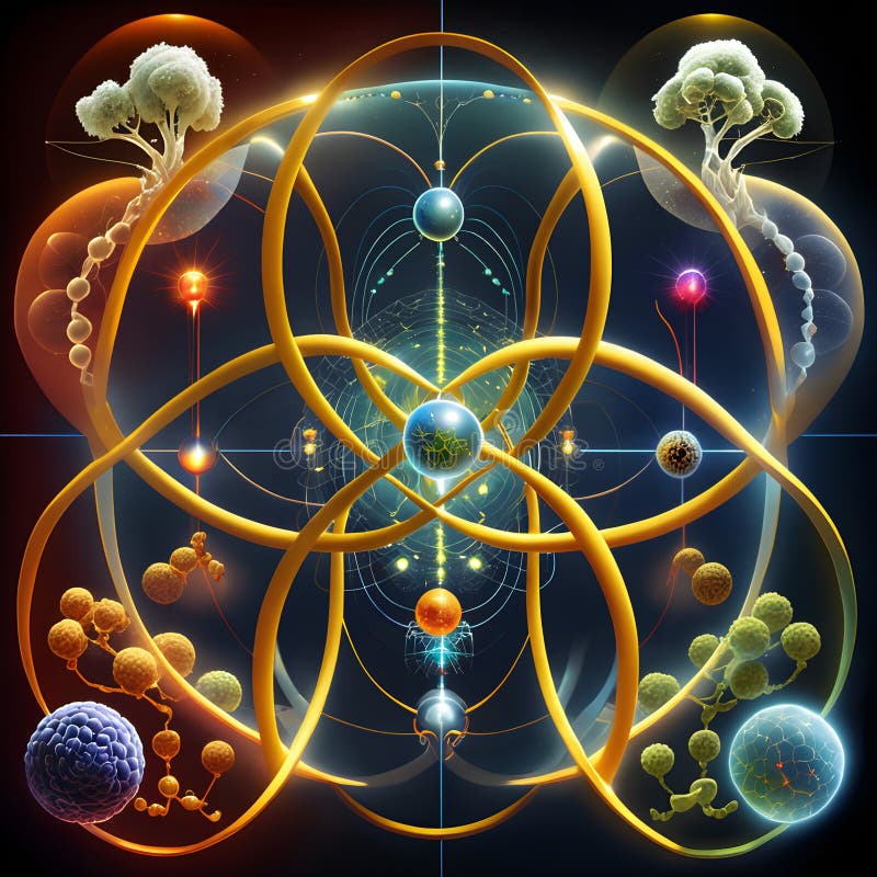 Cosmic Biofusion: Interconnected Science and Nature Digital Art Stock ...