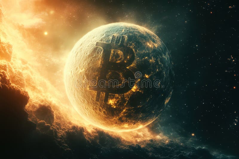Cosmic Bitcoin Moon in Space with Vibrant Colors and Celestial ...