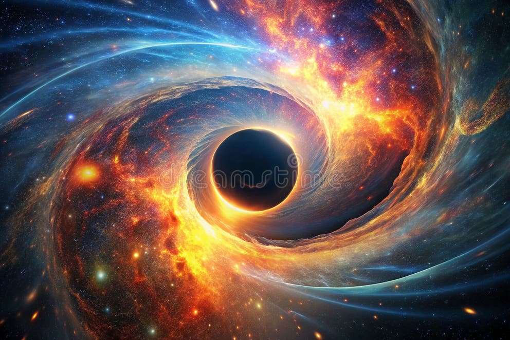 Cosmic Black Hole Vortex in Space Stock Illustration - Illustration of ...