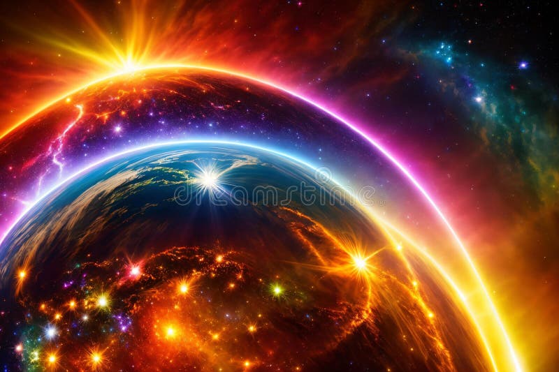 Cosmic Blast a Celestial Explosion of Multicolored Light.AI Generated ...