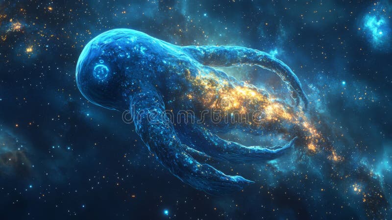 Cosmic Blue Creature in a Sparkling Nebula Stock Illustration ...