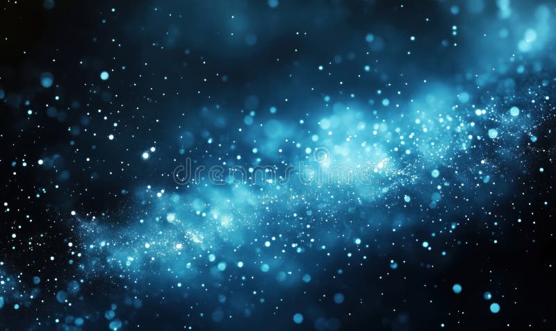 Cosmic Blue Galaxy Sparkling Stars Particles Ethereal Space Background ...