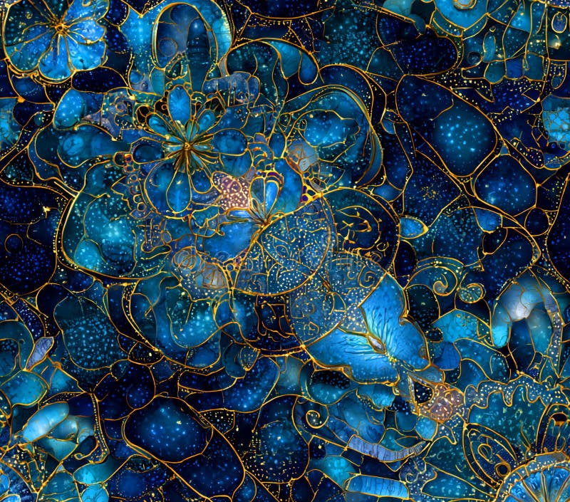 Cosmic Blue Gold Galaxy Texture Abstract Background Design Stock Illustration - Illustration of ...