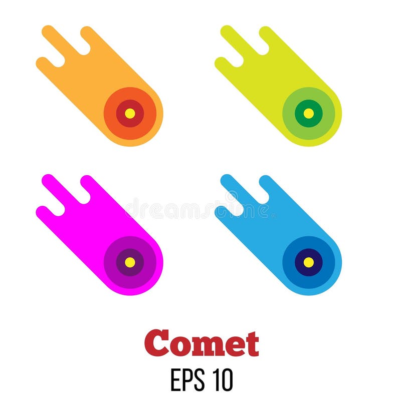 Abstract Comet Flat Style Different Colors Set Stock Vector ...