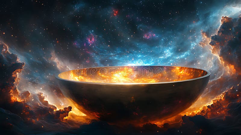 Cosmic Bowl Nebula Fire, Space Fantasy, Artwork, Game Design Stock ...