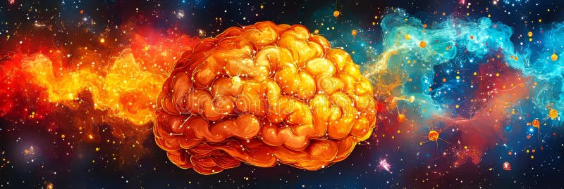 Cosmic Brain a Colorful 3D Illustration of Human Intelligence and ...
