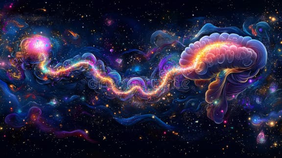 Cosmic Brain Nebula Stellar Pathway Imagination Stock Illustration ...