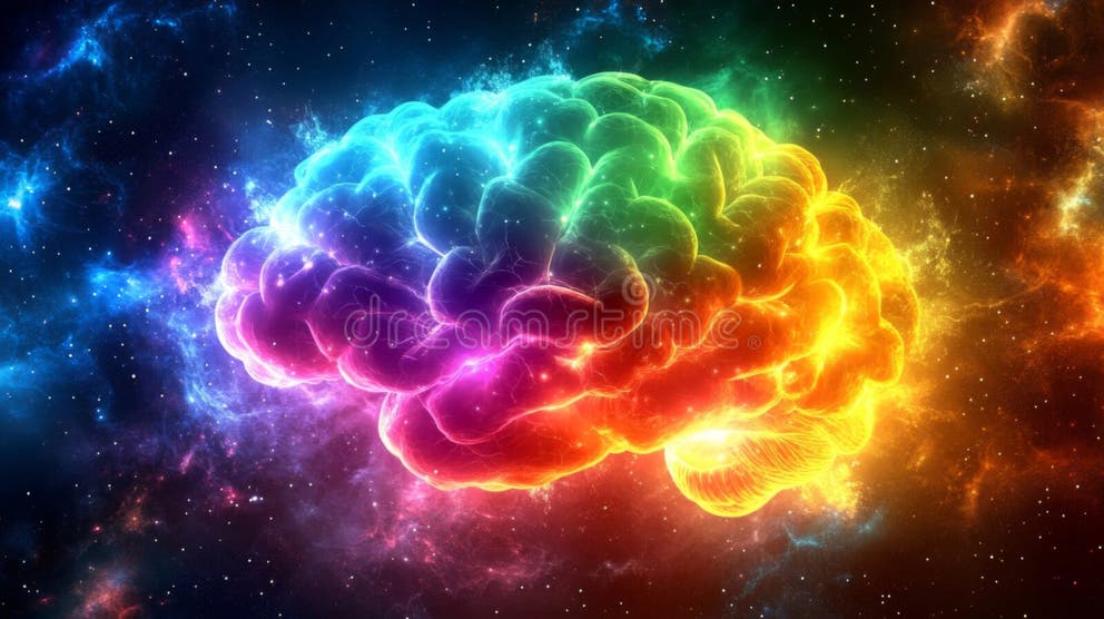 Cosmic Brain a Nebula of Thoughts and Imagination Stock Illustration ...