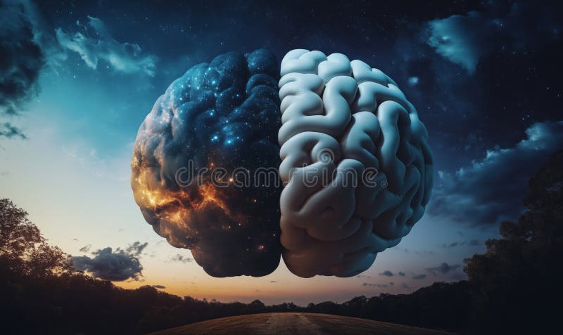 Cosmic Brain with Starry Night and White Matter Split, Symbolizing ...