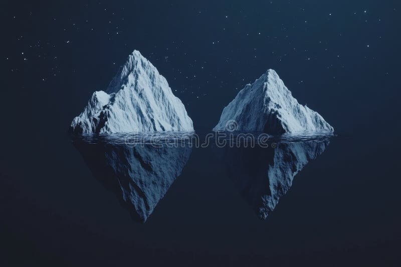 Cosmic Bridge of Stardust Connecting Two Floating Icebergs Stock Image ...