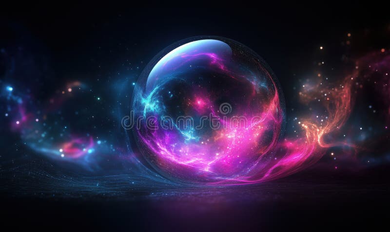 Cosmic Bubble with Vibrant Colors and Swirling Nebula Effects in Dark ...