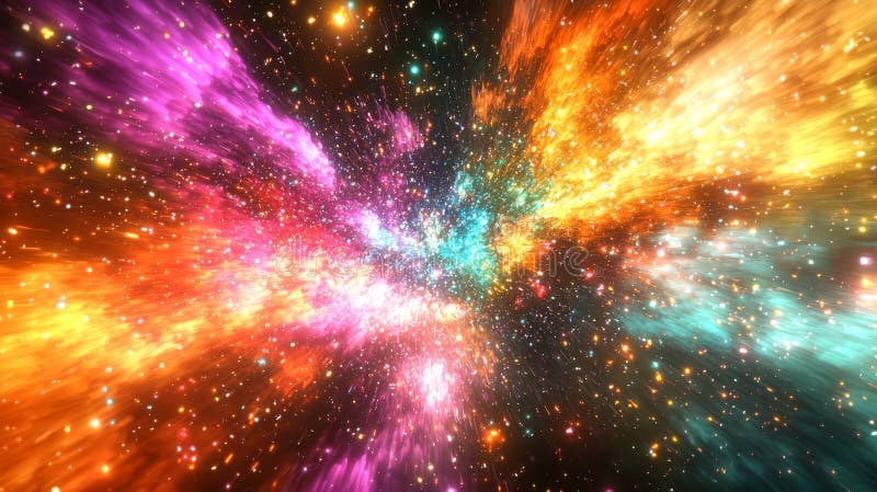 Cosmic Burst a Digital Painting of Exploding Light and Color in a ...
