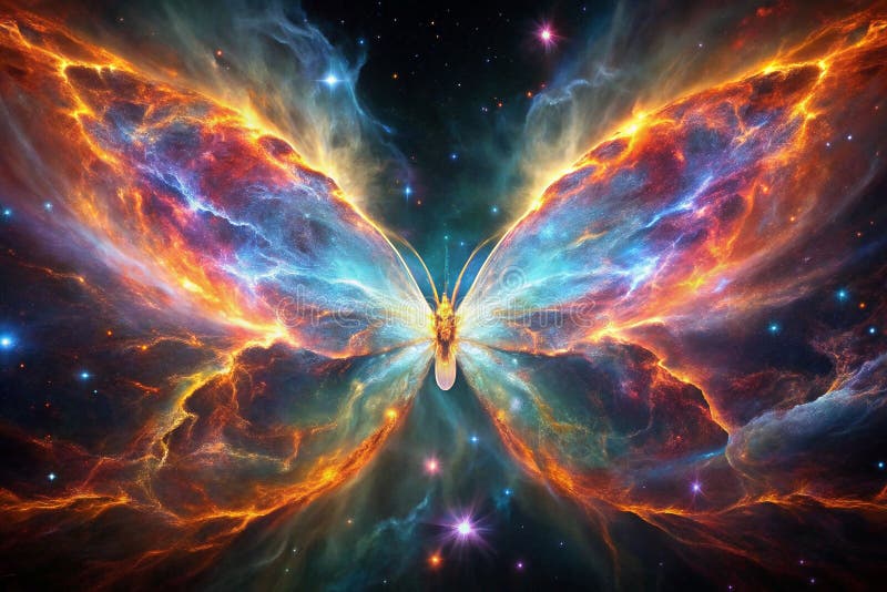 Cosmic Butterfly Wings in Nebula Space Stock Illustration ...