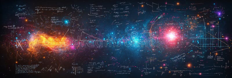 Cosmic Calculus Abstract Background with Glowing Equations and Formulas ...