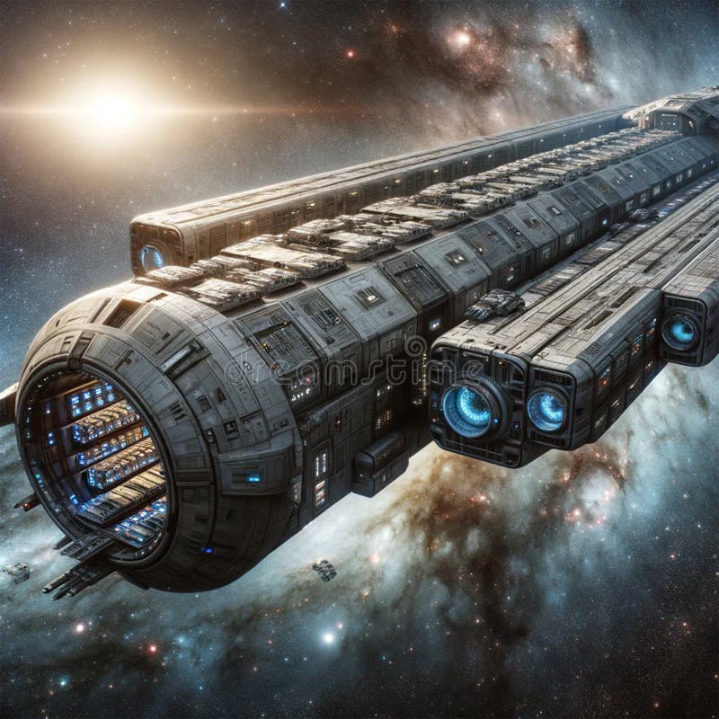 Cosmic Cargo Run: Futuristic Sci-Fi Space Ship Stock Illustration ...