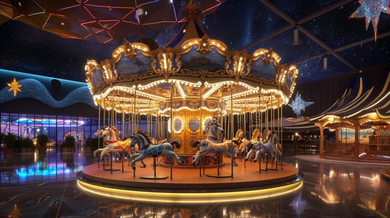 Cosmic Carousel Fly in the Sky. Generative Ai Stock Photo - Image of ...