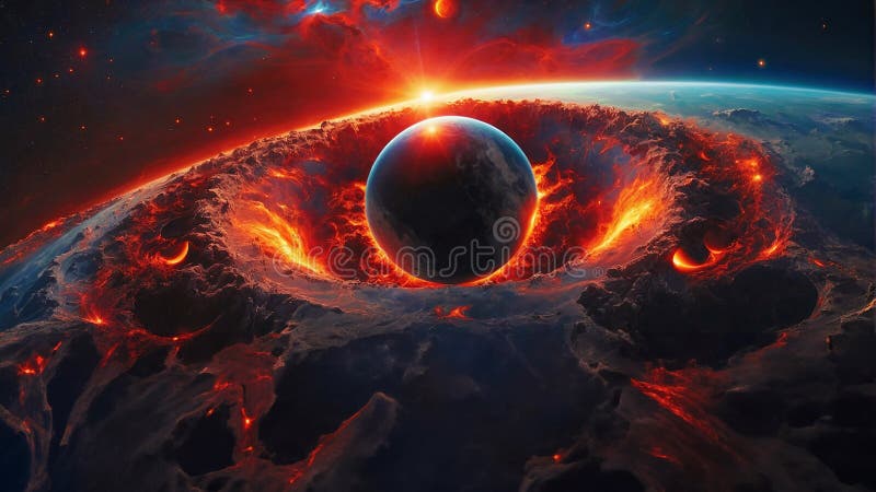 Cosmic Cataclysm Fiery Planet Collision in Space Stock Image - Image of ...