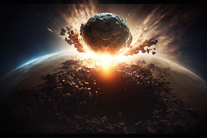The Cosmic Cataclysm. Giant Asteroid Colliding with a Planet or Earth ...