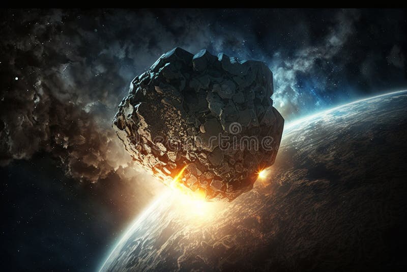 The Cosmic Cataclysm. Giant Asteroid Colliding with a Planet or Earth ...