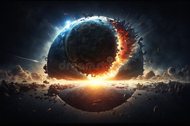 The Cosmic Cataclysm. Giant Asteroid Colliding with a Planet or Earth ...