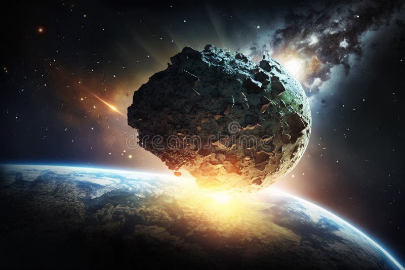 The Cosmic Cataclysm. Giant Asteroid Colliding with a Planet or Earth ...